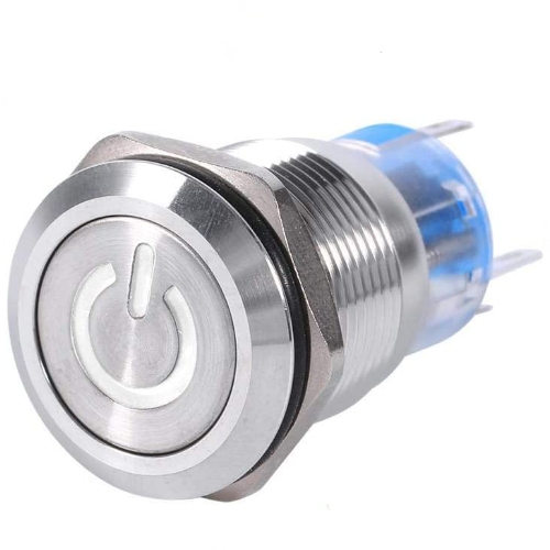 220V 16mm Metal Push Button Switch Momentary Power LED Blue Color - SRK ...